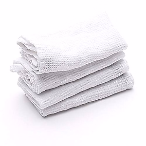 LinenMe Wash Cloths x4 100% Linen , 12 by 12-Inch, Optical White