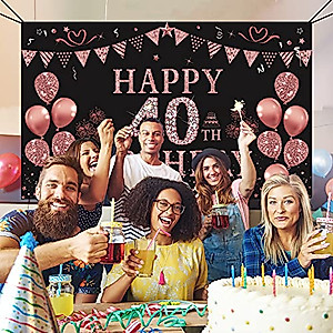 Trgowaul 40th Birthday Decorations Banner Women, Rose Gold Happy 40th Bday Decorations for Women, 40 and Fabulous Decorations Backdrop Party Supplies, 40 Year Old Photography Background 5.9 X 3.6 Fts