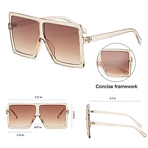 GRFISIA Square Oversized Sunglasses for Women Men Flat Top Fashion Shades