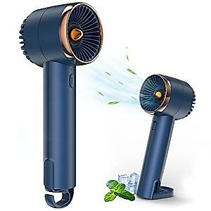Handheld Fan, Mini Portable Fan USB Rechargeable with Hanging Hook, 3 Speeds, 3000mAh Personal Desk Turbo Fans, Small Pocket Fan for Indoor Outdoor Travel