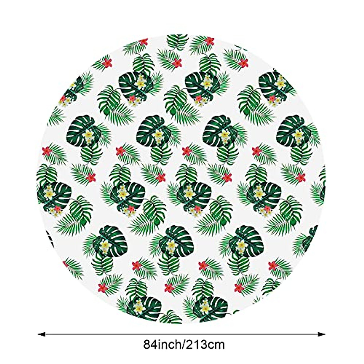 Oudain 3 Pieces Hawaiian Tablecloth 84 Inch Luau Tropical Flower Round Table Cloth Plastic Disposable Palm Summer Table Cover for Beach Birthday Kid Party Decorations Supplies (Fresh Style)