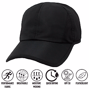 Ponyflo Active Ponytail Hat - Ponytail Caps for Women, Running Hat for Women, Curly Hair Ponytail Hat, Womens Ponytail Hats for Gym Black