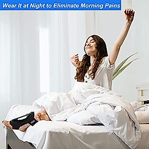 Drop Foot Orthotic Brace,Improved Dorsal Night Splint for Effective Relief from Plantar Fasciitis, Achilles Tendonitis, Heel and Ankle Pain with Hard Spiky Massage Ball (black)