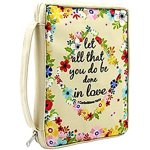 Bible Case Floral Bible Cover 7 X 10 Canvas Bag for Bible Book
