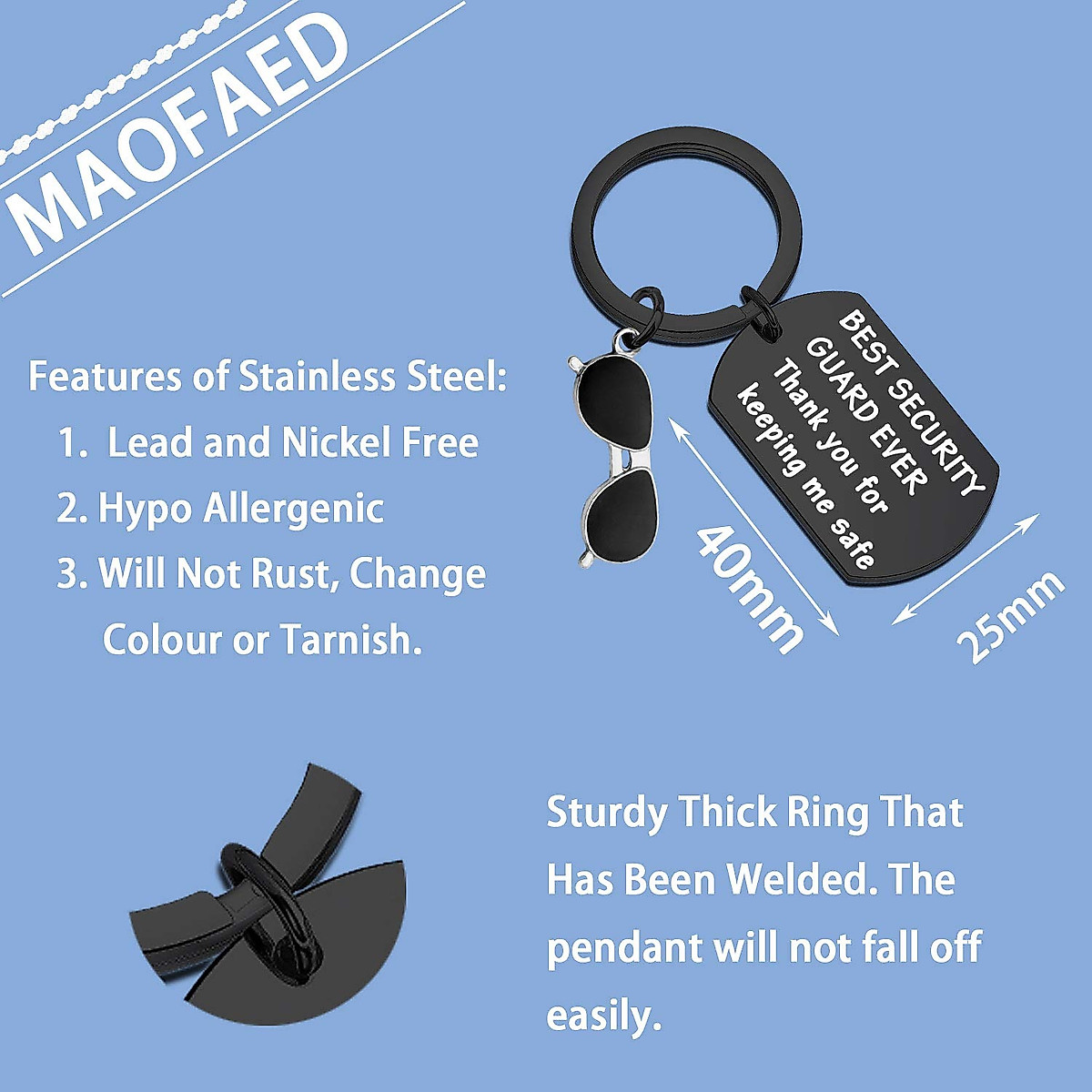 MAOFAED Security Guard Gift Thanks For Keeping Me Safe Security Guard Appreciation Thank You Gift (security guard black)