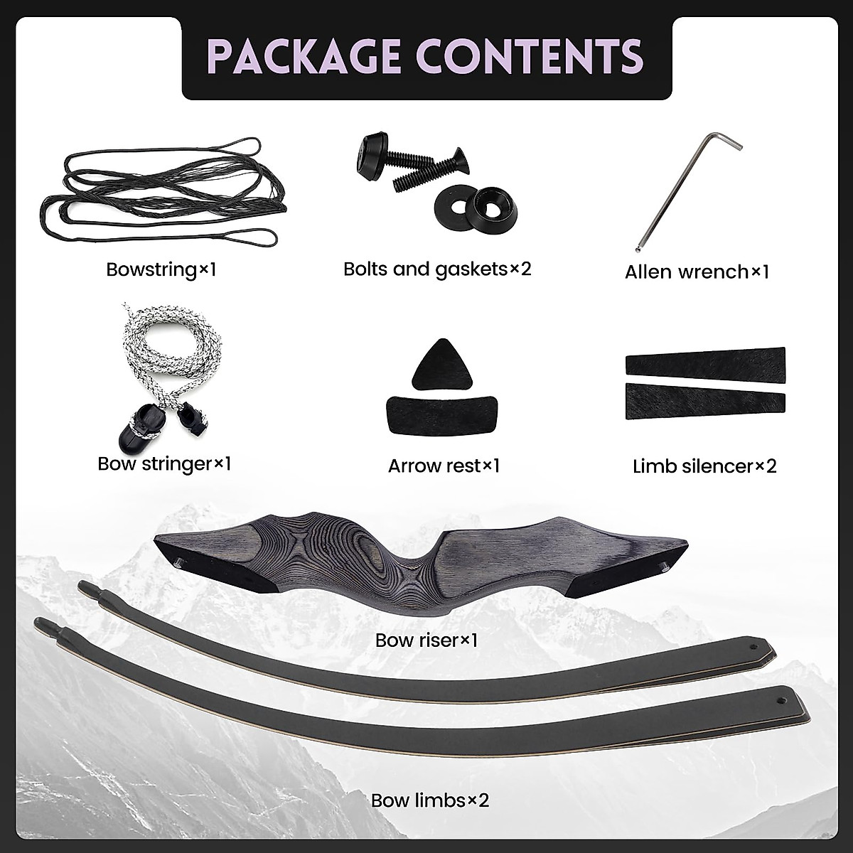 OBTOUTDOOR Archery Takedown Longbow 60inch 20lbs-60lbs Right Hand Traditional Wood Hunting Bows for Target Shooting Practice (40)