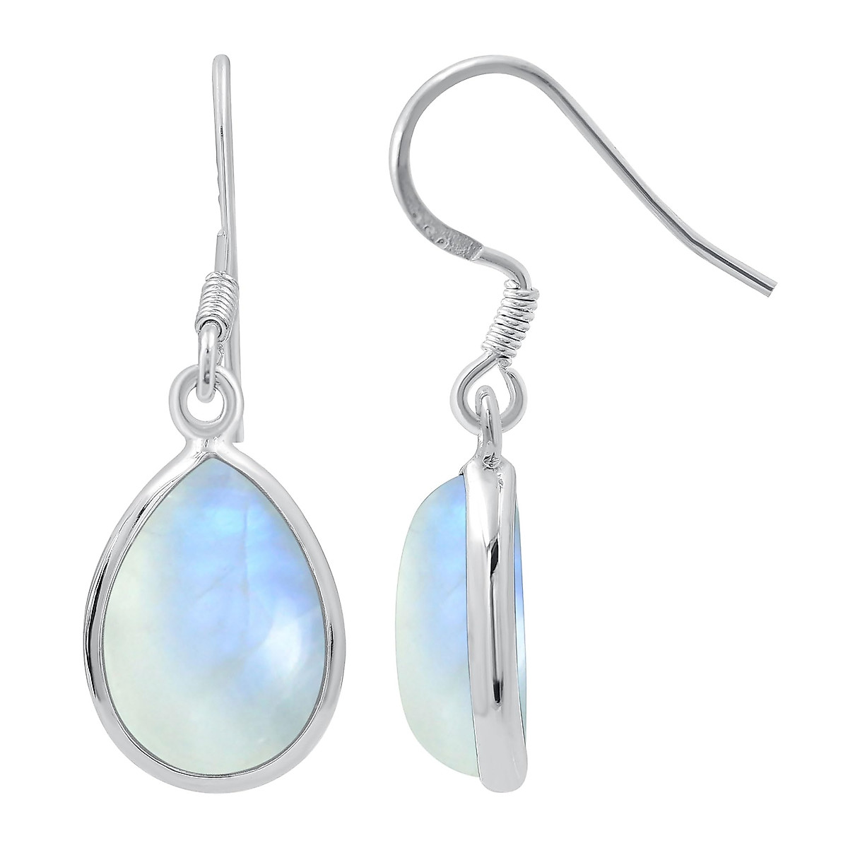 Tishavi 9.50Cts Sterling Silver Natural Moonstone Earrings For Women, White Stone Sterling Silver 925 June Birthstone Earrings Jewelry Gift For Women Mom Wife Girlfriend Sister