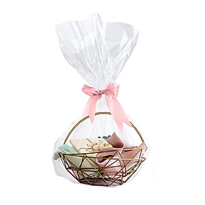 Clear Basket Bags, 24" x 30" Large Clear Cellophane Wrap for Baskets & Gifts Pack Of 18 Thickness 0.75 Mil