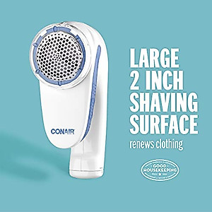 Conair Fabric Shaver and Lint Remover, Battery Operated Portable Fabric Shaver, White