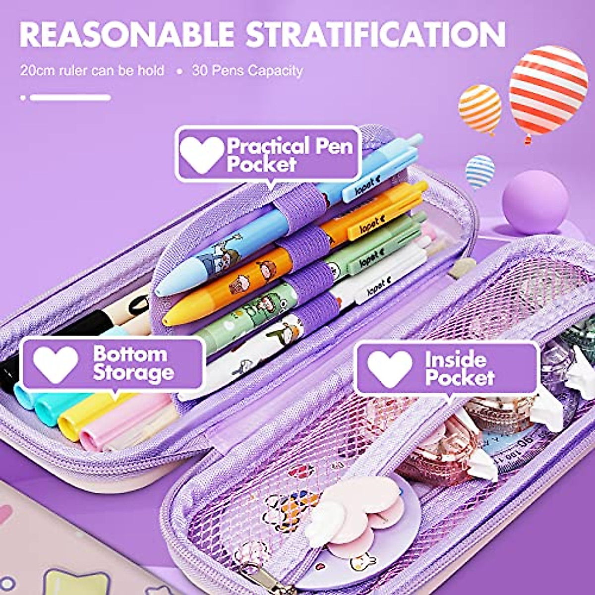Unicorn Pencil Case for Kids Girls,3D EVA Cute Pencil Pouch,Medium Capacity Portable Multifunction Pen Bag for Girls Kids Teen (Moon Unicorn)