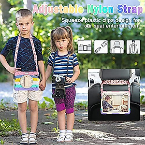 SIBEITU iPad Mini 6 Case 8.3 inch 2021 for Kids Girls with Pencil Holder, Heavy Duty Kids Proof W/Stand Hand&Shoulder Strap for Drawing Rainbow Pink