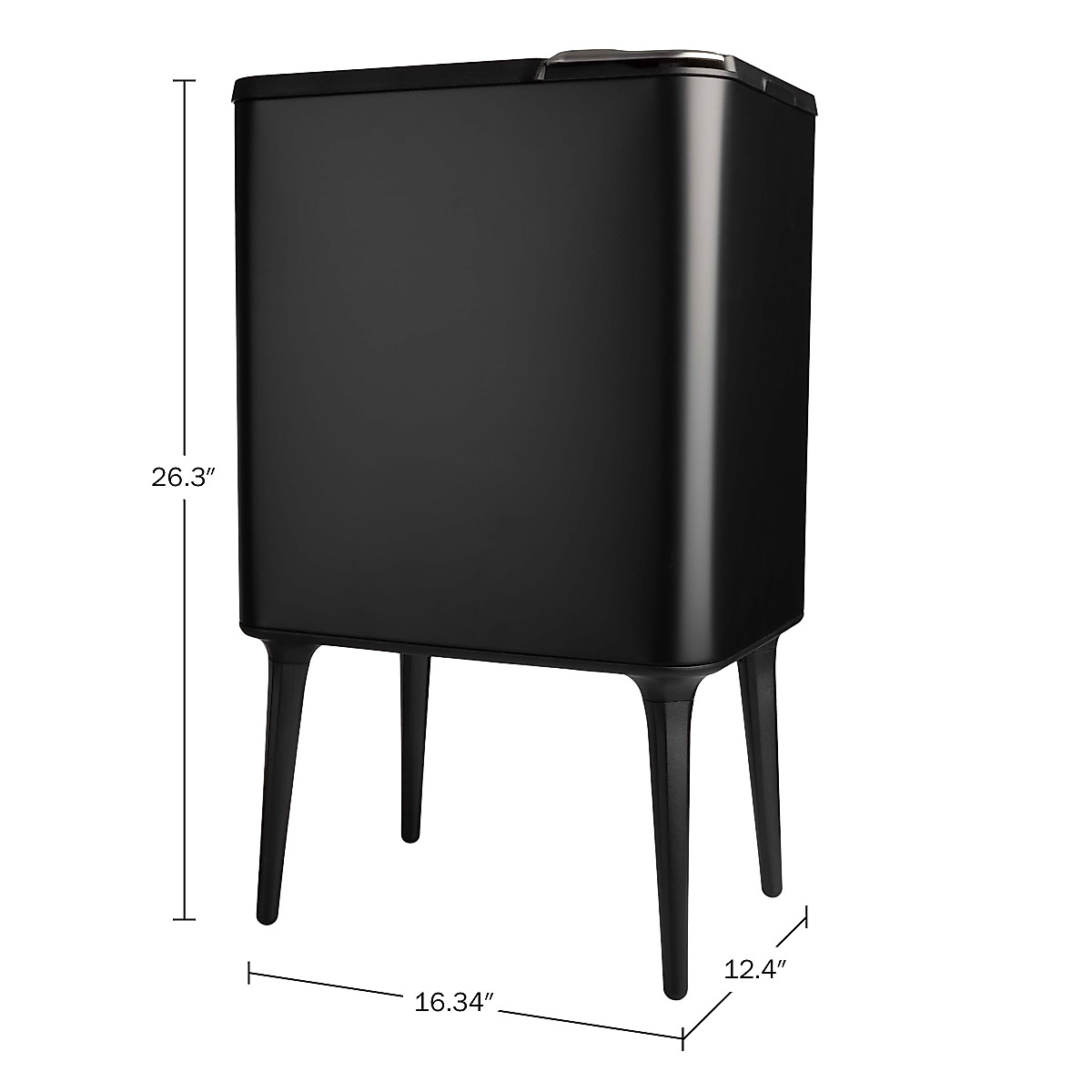 Home-Complete Trash Can - 8.7-Gallon Trash Can with Lid, Removable Legs, and 3L Recycling/Compost Bin - Odor-Resistant Kitchen Trash Cans (Black)