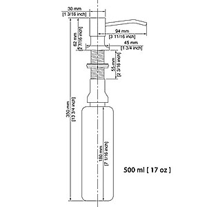 TINAGO Built in Soap Dispenser for Kitchen Sink with 17oz Bottle, Stainless Steel Brushed Gold Stand Hand Pump Head