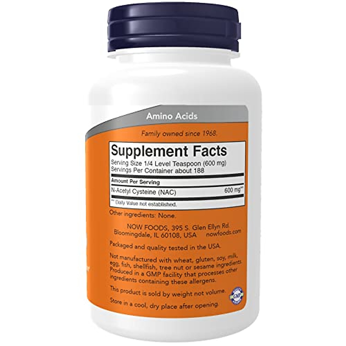 NOW Supplements, NAC (N-Acetyl Cysteine) 600 mg Pure Powder, 4-Ounce, White