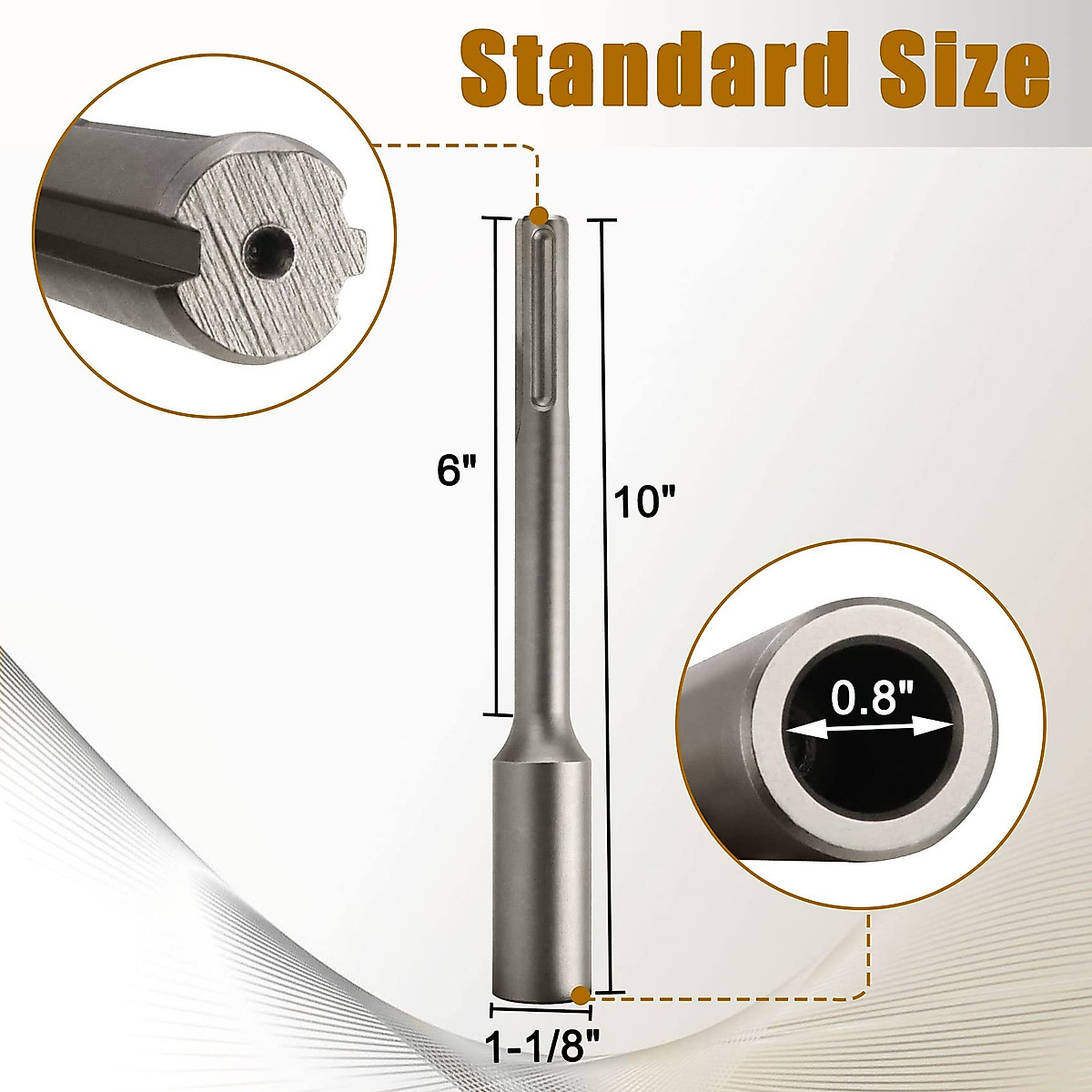 Werhoo SDS MAX Ground Rod Driver Compatible with Hilti/DeWalt/Bosch/Hitachi/Makita/Milwaukee SDS MAX Hammer Drills for 5/8inch & 3/4inch Grounding Rods (NOT Work with SDS Plus Hammer Drill)