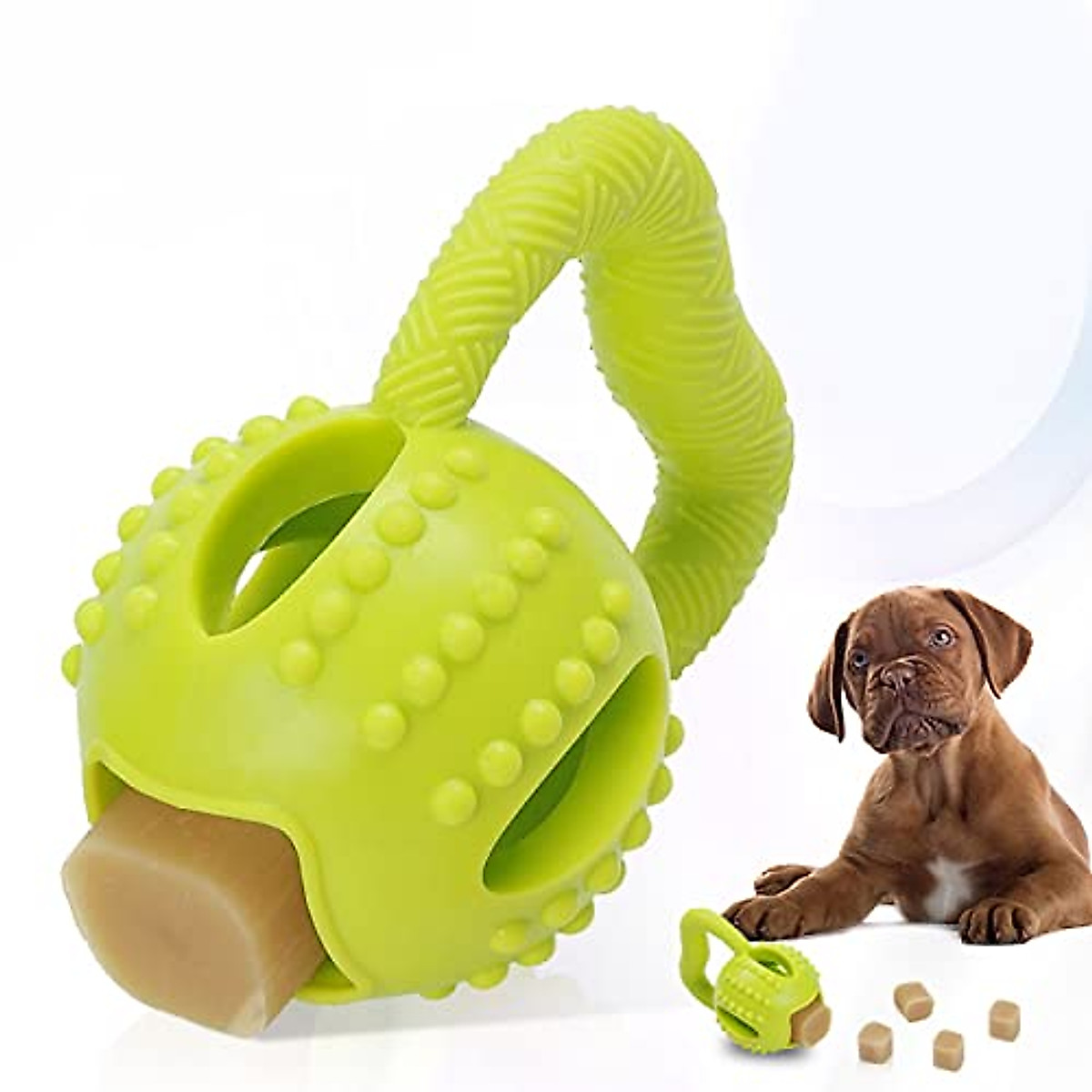 Dog Rope Toys for Aggressive Chewers Square Ring Interactive TPR Chew Toy with Cheese for Dogs Teeth Cleaning and Puzzle Solving Dog Toys (Green, One Size)