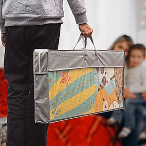 Baby Play Mat, 79 x 71 x 0.4 Inch Folding Baby Crawling Mat, Waterproof Reversible Playmat for Baby Infants Toddlers, Foam Play Mat for Indoor Outdoor Use (Animal Party)