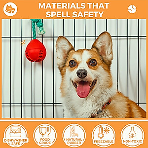 Fossa 4-in-1 Crate Entertaing Puzzle Chew Toy for Dogs | Upgrade Crate Training Aids for Puppies | Food Treat Dispensing Dog Toys | Dog Teething Ball with Adjust Rope to Reduce Stress Anxiety