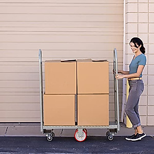 Narrow Aisle U-Boat Platform Truck Dolly | 16 x 48 Inch Heavy Duty Utility Cart with Thick Steel Deck | Premium Hand Truck Can Hold Loads Up to 2,000 Pounds | Hand Cart with Dual Removable Handles