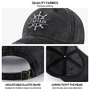 Captain Hat, Boat Captain Hat, Captain Hats for Men Women, for Boat Owners, Boating Gifts for Husband Dad Son Grandson, Boat Accessories Fun, Boaters Gift Ideas,Navy Baseball Cap Grey