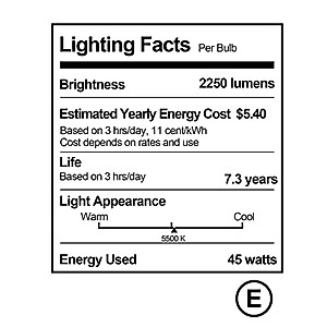 EMART Full Spectrum Light Bulb, 2 x 45W 5500K CFL Daylight for Photography Photo Video Studio Lighting