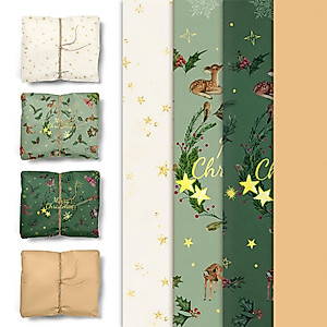 Nicrolandee Christmas Tissue Wrapping Paper 24 Sheets, 20 X15 Inches Christmas Tissue Paper for Gift Bags Wrapping, DIY Crafts Gift Wrap Paper for Xmas New Year Holiday Birthday Party