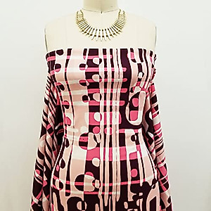 Texco Inc Techno Knit Abstract Pattern/Stretch DIY Project/Printed Poly Spandex Scuba Crepe Fabric, Plum Pink 3 Yards