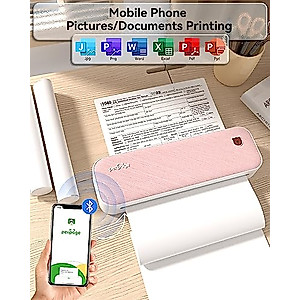 PeriPage A40 Thermal Portable Printer, Supports 8.26"x11.69" US Letter, Wireless Inkless Bluetooth Mobile Travel Printer, Compatible with Android and iOS, Prints Documents,Tattoo Paper, Photos(Pink)
