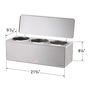 Server Products 3-Space Heated Cone Dip Warmer Dipper Well for Ice Cream Cone with Hinged Lid, Stainless Steel (Holds 3), Model 92040