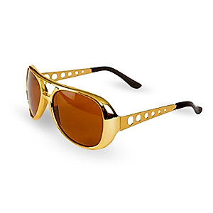 Big Mo's Toys Rockstar 50’s, 60’s Style Aviator Shades, Gold Celebrity Sunglasses 1 Pair