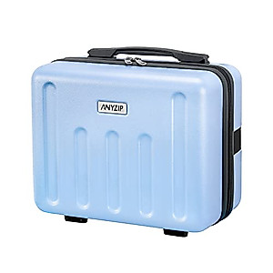 AnyZip Cosmetic Travel Case Hard Shell Portable Small Makeup Suitcase Hand Luggage Carrying Bag 14Inch LightBlue