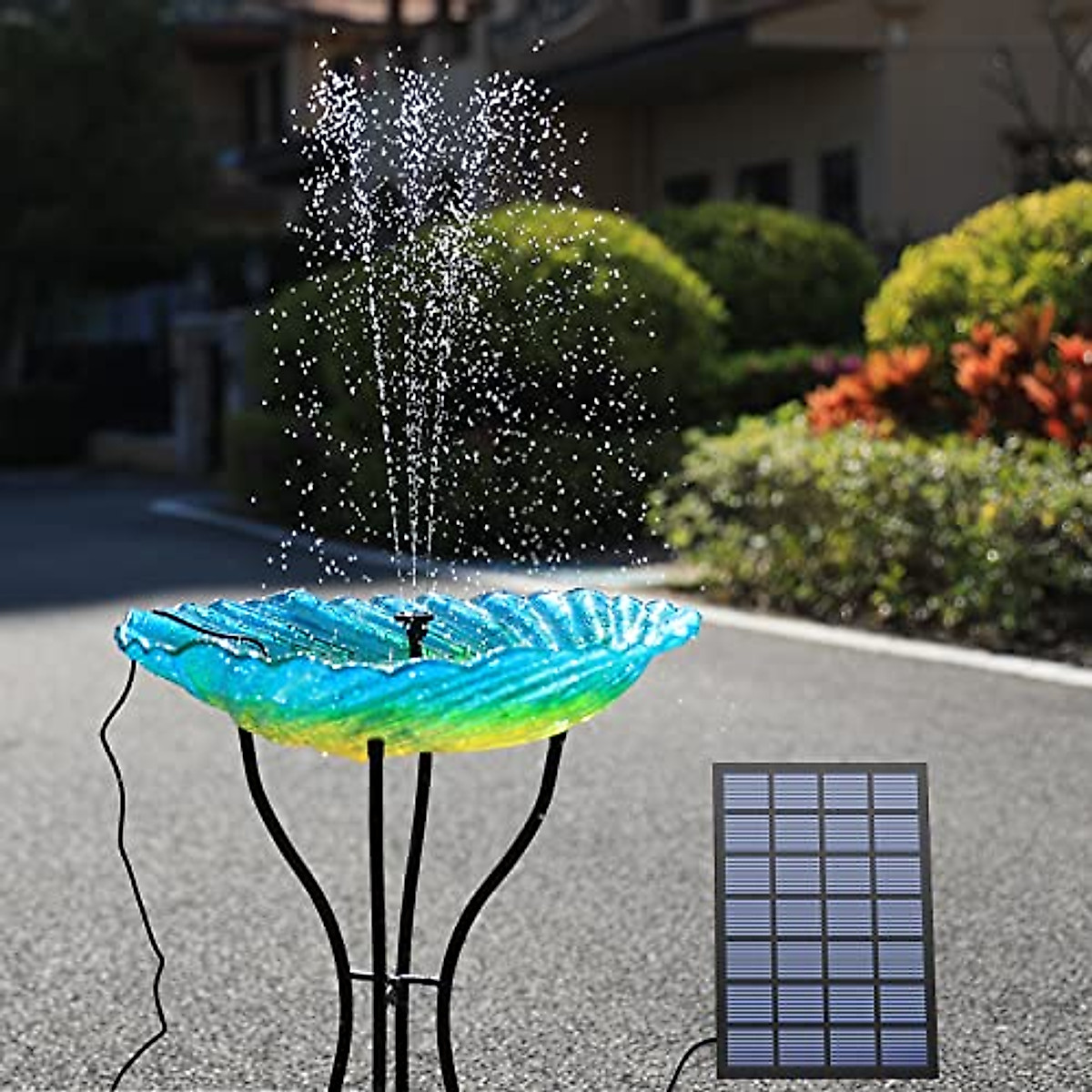 Solar Fountain Pump with Panel - AMZTime 2.5W DIY Solar Water Pump Kit with 6 Nozzles and 4ft Water Pipe, Solar Powered Fountain for Bird Bath, Fish Tank, Outdoor Pond, Patio Garden