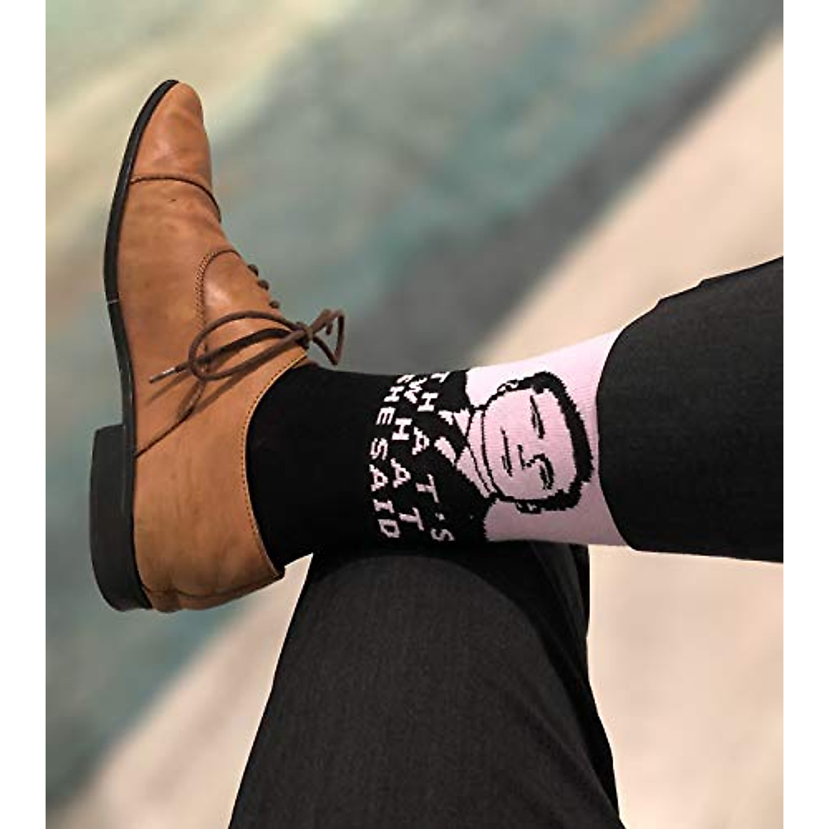 Balanced Co. That's What She Said Dress Socks Michael Scott Funny Socks Crazy Socks Casual Cotton Crew Socks (Pink)