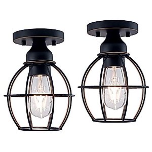 YaoKuem Semi Flush Mount Ceiling Light Fixture, E26 Medium Base, Metal Housing, Bulbs NOT Included, 2-Pack