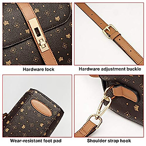 PVC Leather Handbags for Women, Faux Leather Ladies Small Monogram Top-handle Bags with Adjustable Shoulder Strap Mini Crossbody Zipper Bags Womens Signature Satchel Purses and Handbags Girls (Brown)