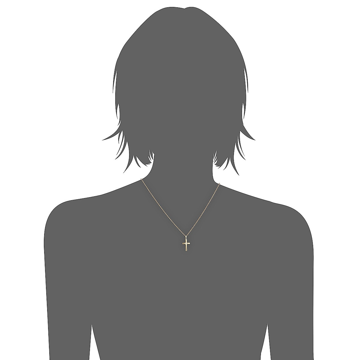 Amazon Essentials womens 14k Yellow Gold Solid Diamond-Accented Cross Pendant Necklace, 18" (previously Amazon Collection)