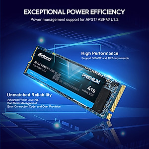 INLAND Premium 4TB NVME PCIe 3.0 x4 M.2 2280 TLC 3D NAND SSD Internal Solid State Drive, Read/Write Speed up to 3400MB/s and 3000MB/s, 6000 TBW
