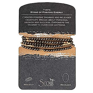 Scout Curated Wears - Women's Stone Wrap Bracelet & Necklace - Pyrite/Gold - Stone of Positive Energy