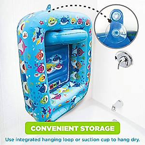 Ginsey Pink Fong Baby Shark Air-Filled Cushion Bath Tub - Free-Standing, Blow up, Portable, Inflatable, Safe Bathing, Baby Bathtub, Toddler Bathtub -Multi Color