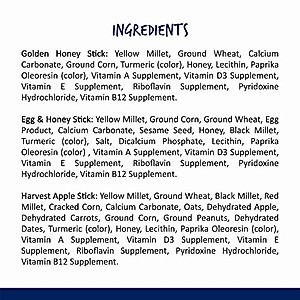 Vitakraft Crunch Sticks Parakeet Treat - Honey, Egg, and Apple- Pet Bird Treat Toy - Multi Variety Pack of 12 Sticks…