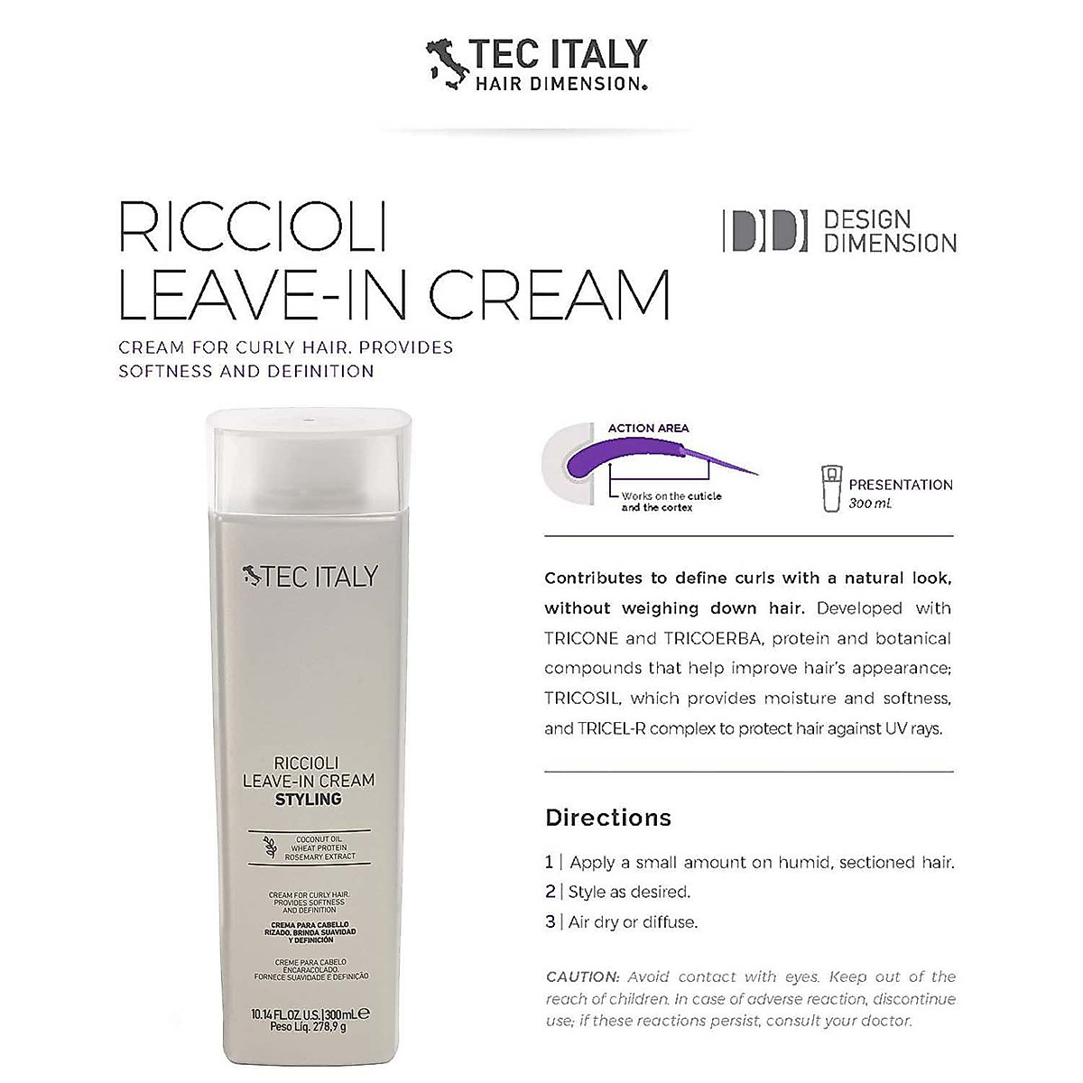Tec Italy Riccioli Curl Defining - Shampoo, Conditioner & Leave in Cream (Pack of 3)