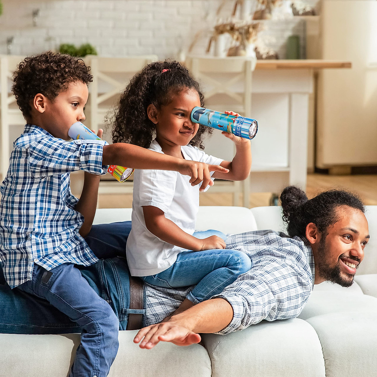 iKeelo Classic Tin Kaleidoscope, 2 Pack Kids Educational Kaleidoscope Toy with Metal Body, Birthday Gift for Boys and Girls (Under Water World -2 Units)