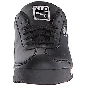 PUMA boys Roma Basic JR Sneaker, Black/White/Puma Silver, 4 M US Big Kid