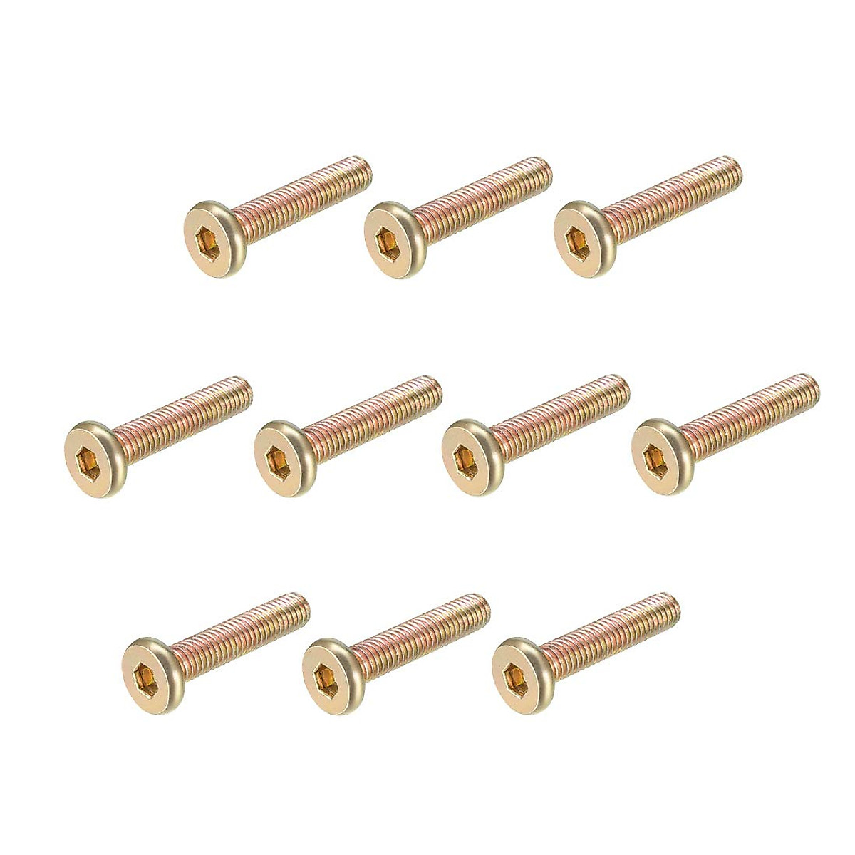 uxcell M6x30mm Furniture Screw Hex Socket Machine Screws Zinc Plated Fasteners Bolts Full Thread Carbon Steel 10Pcs