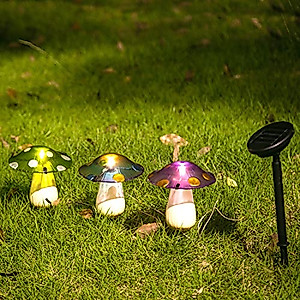 Asense 10 Inch Mushroom Solar Lights Outdoor Garden, 3 Pack Mushroom Solar Yard Decorations for Lawn Patio Courtyard