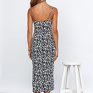 Cute Summer Dresses for Women Women's Summer Casual Monochrome Print Sexy Off The Shoulder Sling Slit Bag Buttock Dress Black