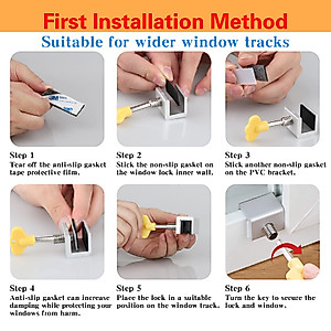 Tahikem 4 Sets Sliding Window Locks, Security Window Lock with Key, Aluminum Window Stoppers for Vertical & Horizontal Slide Door, Adjustable Security Locks, for Child Home Bedroom Double Hung Windows