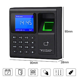 LIBO Intelligent Biometric Fingerprint Time Attendance Machine Time Clock Recorder Employee Check-in Device Access Control Keypad with RFID Key fobs