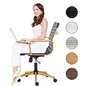 CAROCC Mid-Back Office Desk Chair - Gold and Black Task Chair with Back Support, Heavy Duty (320lbs), Swivel