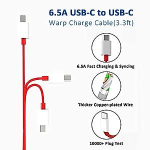 OnePlus Warp Charger, 65W Warp Charger Block Replacement for OnePlus Nord 2 5G/9 Pro/9RT/9/9R/8T+ 5G/8T,10V 6.5A Warp65 OnePlus Fast Wall Charger Adapter with 3.3ft USB C Warp Charger Cable
